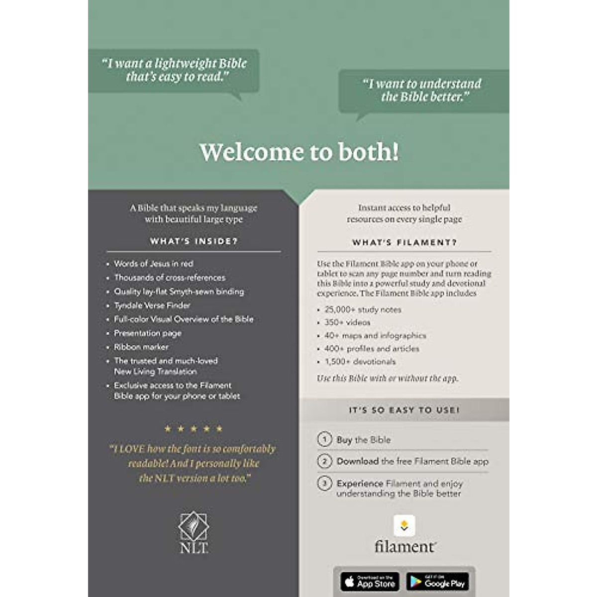 NLT Large Print Thinline Reference Bible, Filament Enabled (LeatherLike, Floral Leaf Teal, Red Letter): Includes Free Access to the Filament Bible App ... Notes, Devotionals, Worship Music, and Video