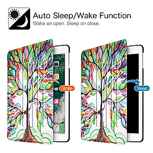 Fintie Case for iPad 6th / 5th Generation (9.7 Inch 2018/2017), iPad Air 2, iPad Air - [Multiple Secure Angles] Slim Magnetic Kickstand Protective Cover with Auto Sleep Wake Feature, Love Tree