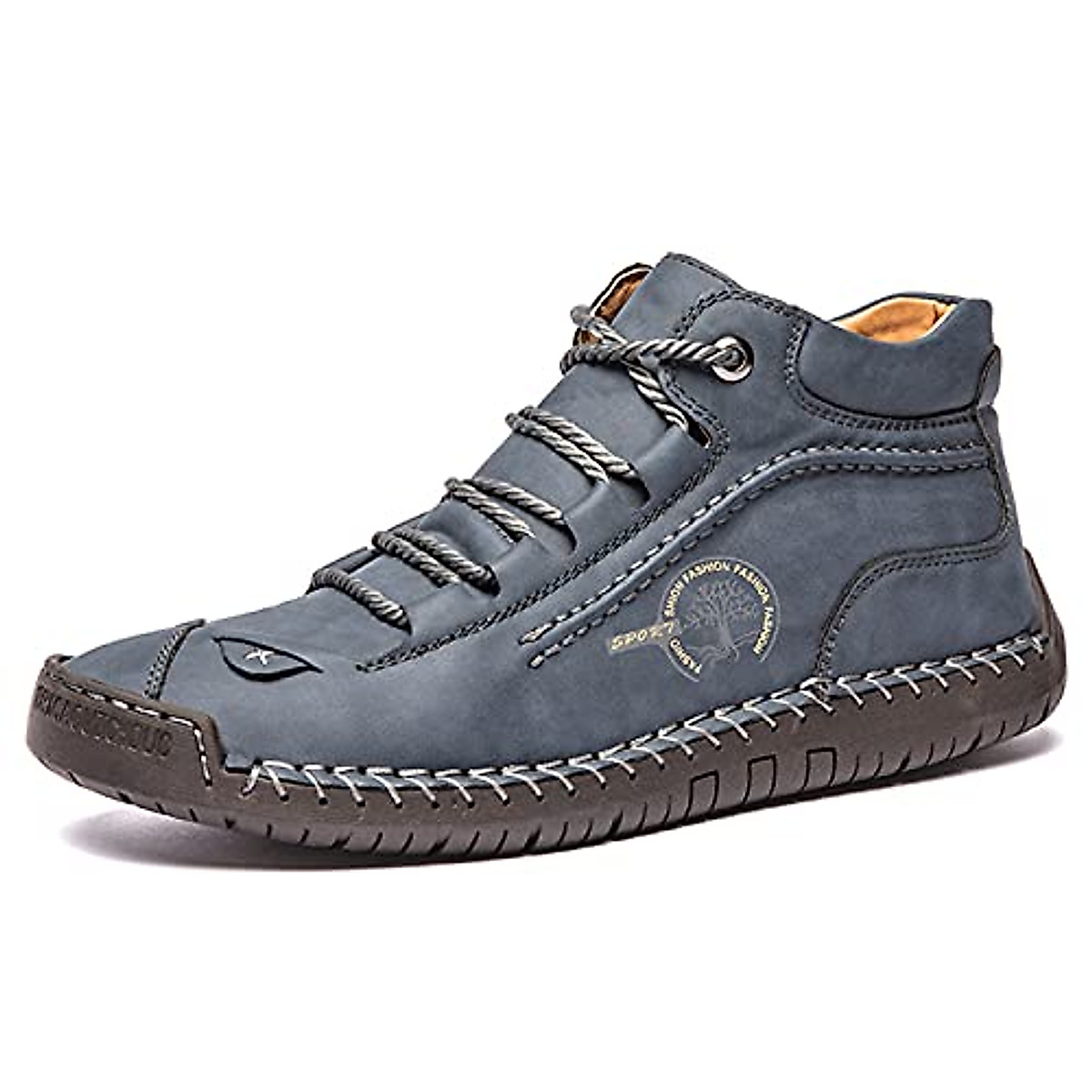 Govicta Mens Casual Shoes Slip On Loafers Leather Oxford Shoes Fashion Shoes Ankle Chukka Boots Blue, Size US8.5