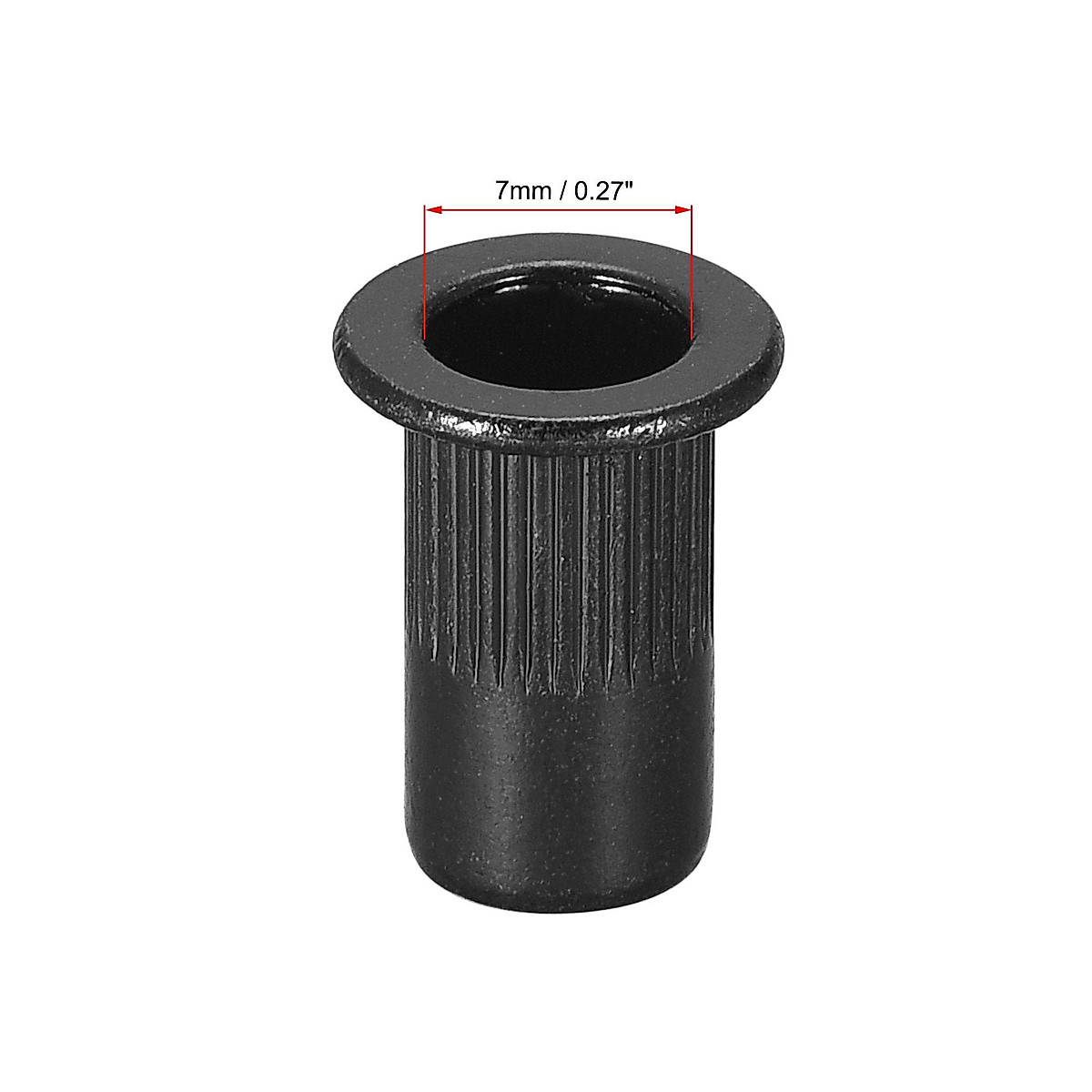 uxcell M5 Rivet Nuts Carbon Steel Zinc-Plated Knurled Flat Head Threaded Insert Nut Black 50Pcs