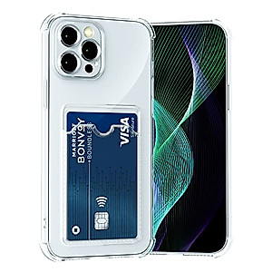 AKABEILA Case for iPhone 14 Pro Clear Cute Phone Case Soft TPU Wallet Case Slim Bag Cover Shockproof with Card Slot Holder