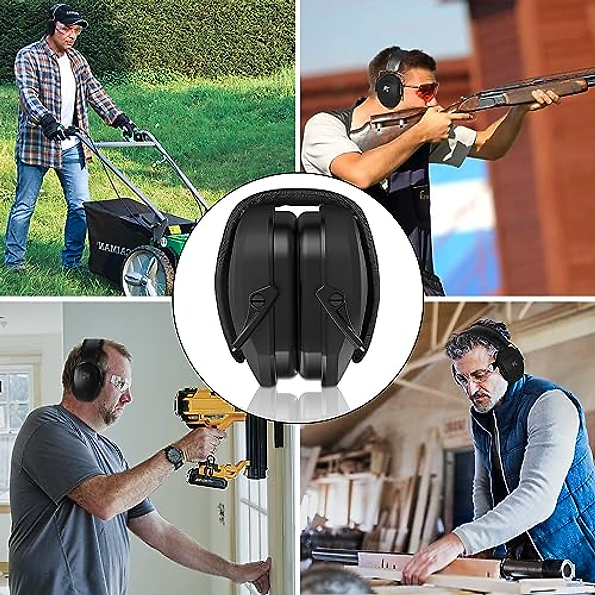 ucho 34dB Shooting Ear Protection - Maximum Hearing Protection for Gun Range, Slim Passive Noise Reduction Earmuffs（Black）