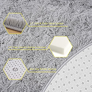 Unirea Fluffy Runner Rugs for Bedroom Living Room,2x6 Hallway Runner Rugs, Non Slip Soft Shaggy Bedside Rug Carpet for Dorm Kids Nursery Girls Room Home Decor,Grey