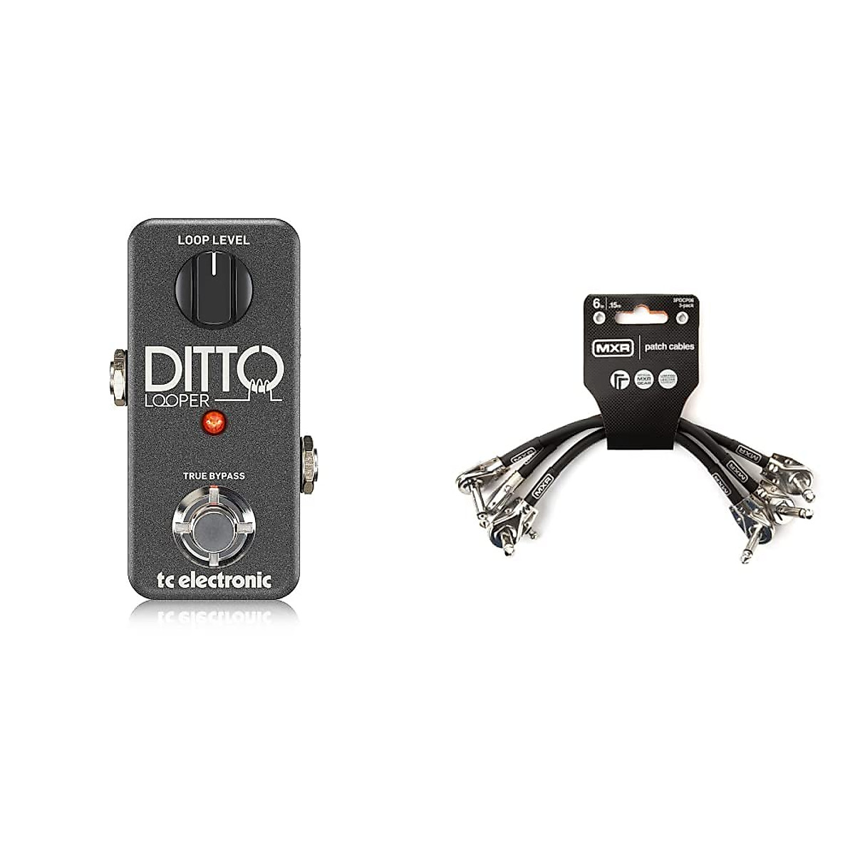 TC Electronic DITTO LOOPER (5 Minutes) Looper Pedal + MXR Patch Cables (3 Pack)