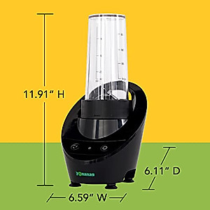Yonanas Personal Blender with 13.5-Ounce Portable Cup and Drinking Lid for Shakes and Smoothies, BPA Free, 300-Watts, Black