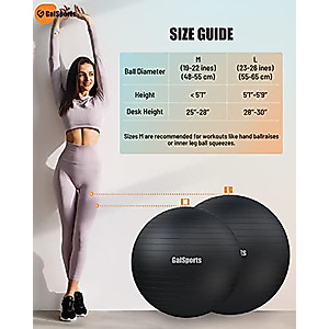 GalSports Yoga Ball Exercise Ball for Working Out, Anti-Burst and Slip Resistant Stability Ball, Swiss Ball for Physical Therapy, Balance Ball Chair, Home Gym Fitness