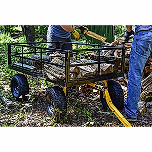 Gorilla Carts GOR1400-COM Steel Utility Cart, Heavy-Duty Convertible 2-in-1 Handle and Removable Sides, 12 cu ft, 1400 lb Capacity, Black