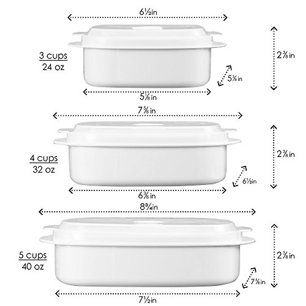 Reston Lloyd 6-Piece Microwave Cookware, Steamer, Storage Set Corelle Coordinates, 3, White