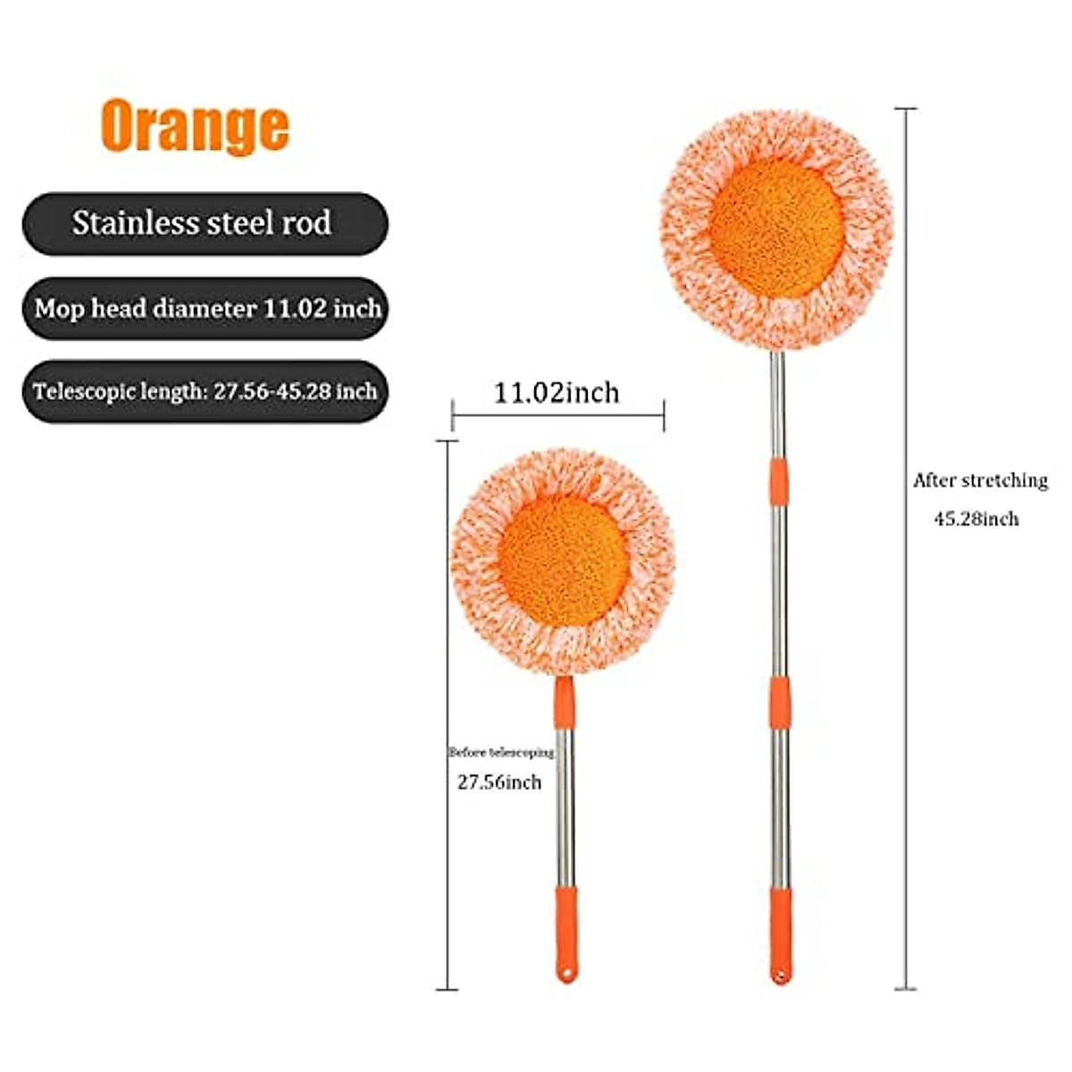 Mops for Floor Cleaning, 360 Rotatable Adjustable Cleaning Mop Telescopic Rod Coral Fleece Mop Ceiling Floor Dust Wiper Wall Lazy Mop Mop Cleaning Tool Stainless Steel Rod Window Cleaner