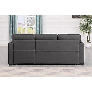 BEEY Convertible Sleeper Sofa Bed, 82" Small Sectional Sofa with Storage Chaise for Small Spaces, L Shaped Couch with Pull Out Bed for Bedroom, Living Room (Dark_Grey)