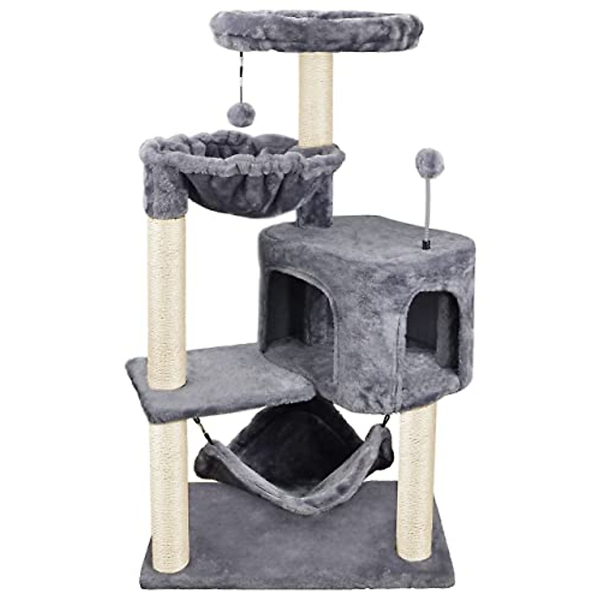 Newest Cat Tree with Cat Condo and Big Hammock，Grey