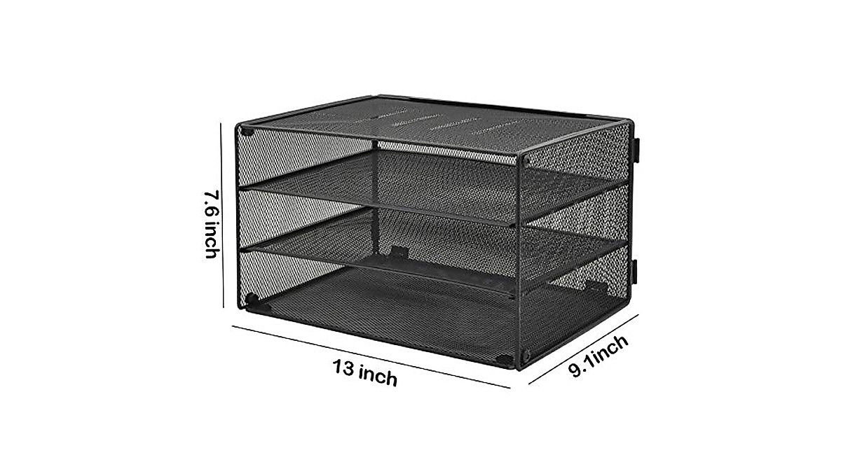 COSYAWN 3 Tier Mesh Desk Paper Tray Organizer - Black