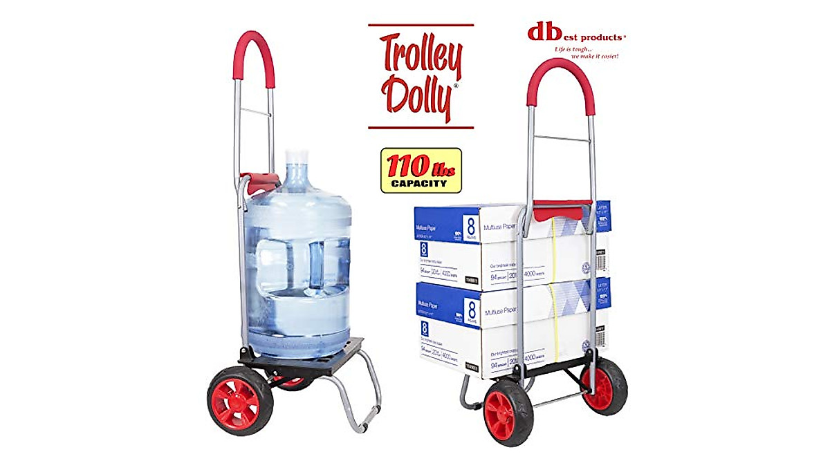 Dbest Products Trolley Dolly Red Foldable Shopping Cart with Wheels