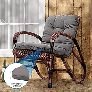 High Back Chair Cushion Outdoor Indoor Tufted Seat/Back Chair Cushion Patio Seating Cushions Waterproof Rocking Chair Pads Weather Resistant Patio Chair Cushions for Outdoor (Dark Gray, 2)