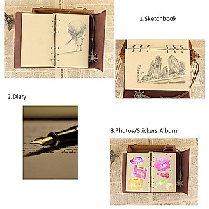 MALEDEN Leather Writing Journal Notebook, Classic Spiral Bound Notebook Refillable Diary Sketchbook Gifts with Unlined Travel Journals to Write in for Girls and Boys (Sky Blue)