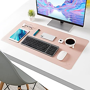 Yikda Dual-Sided Leather Mouse pad Desk mat, PU Leather Desk pad Large Mouse pad, Waterproof Desk Mat for Desktop （31"x15.7" Pink/Silver