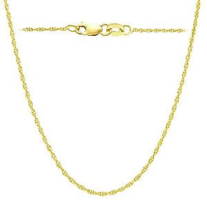 Jewelry Affairs 14k Yellow Real Gold Rope Chain Necklace, 1.1mm, 18"