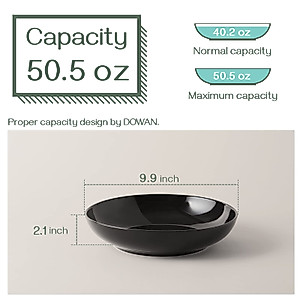DOWAN 9.75" Large Pasta Bowls, 50 Ounce Large Salad Bowls, Ceramic Pasta Bowls Set of 4, Serving Bowls and Plates Set, Microwave and Dishwasher Safe