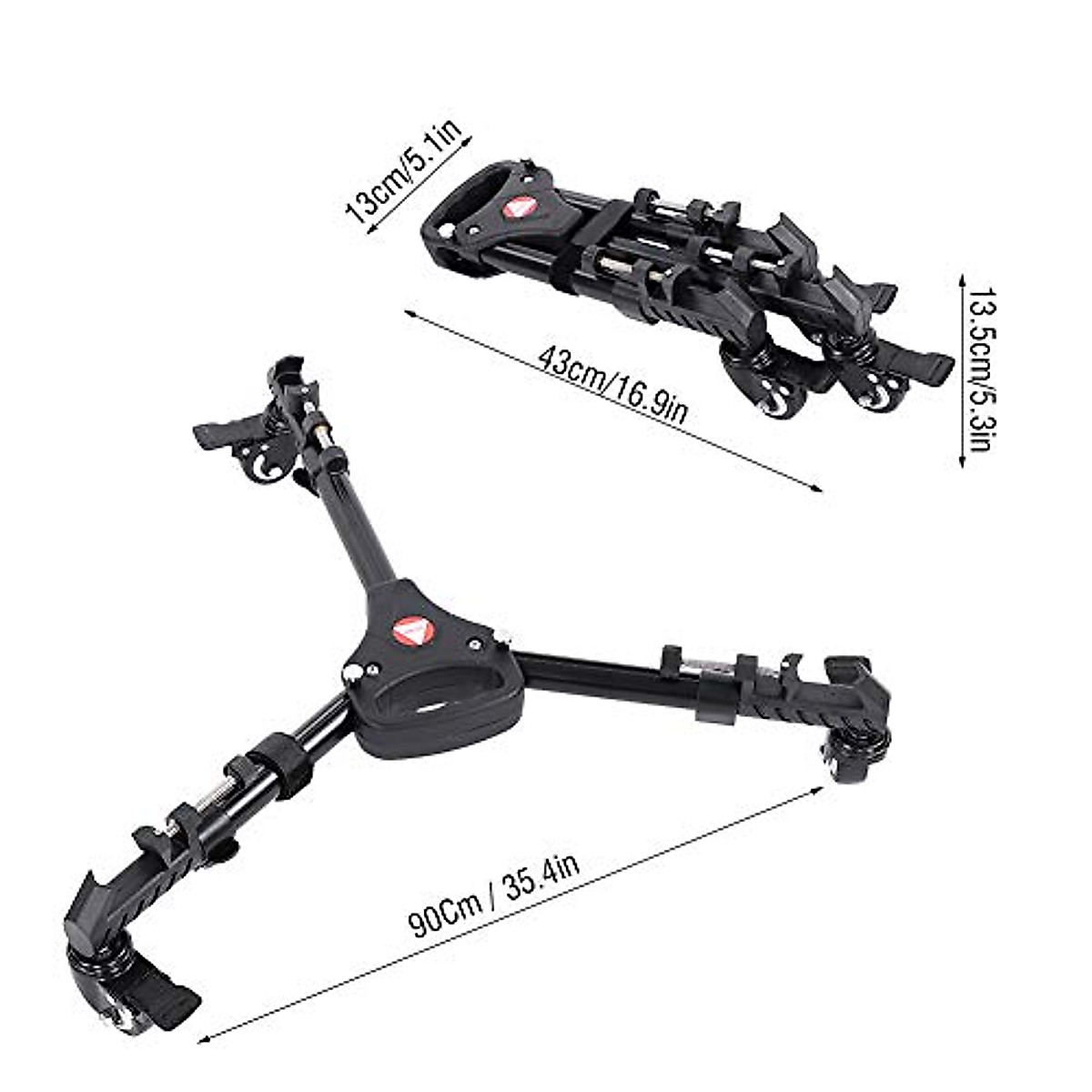 Acouto Tr Dolly with Wheels Heavy Duty VX-600 Foldable Tr Dolly 3 Wheels Stand Pulley Base Universal Camera Photography Professional Aluminium Alloy Tr Dolly Rail Track