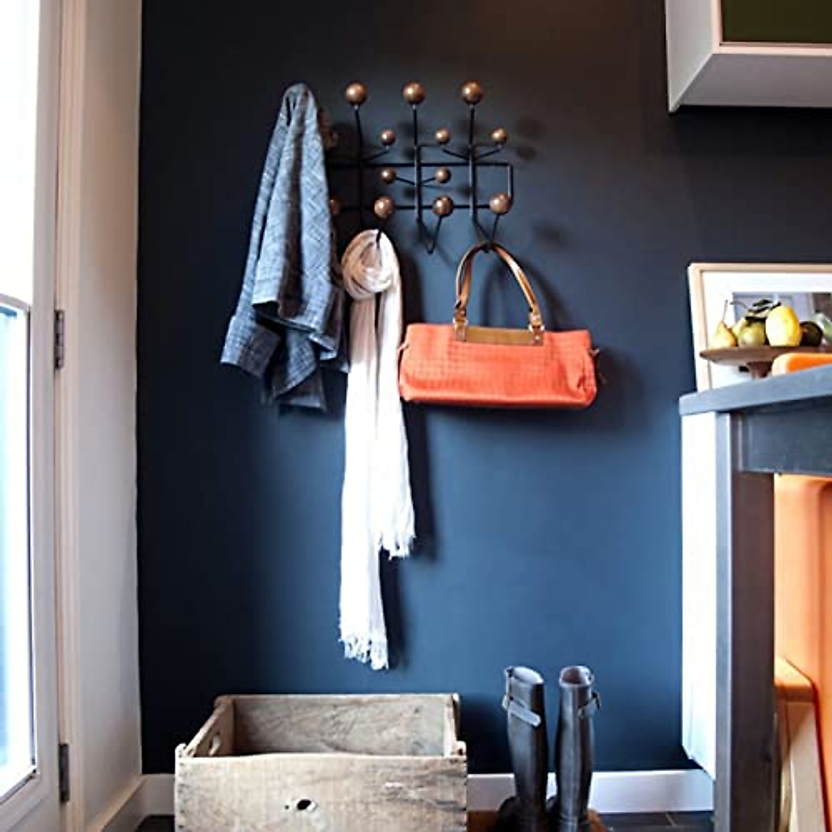 SHISEDECO Classic Hang it All Coat Rack, Mid Century Modern Wall Mounted Coat Hooks with Painted Solid Wooden Walnut Balls Wood Color Coat Hanger (Dark Walnut)