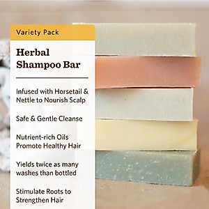 Moon Valley Organics HERBAL SHAMPOO BAR - PINK GERANIUM, SWEET CARROT, PEPPERMINT (3PACK)