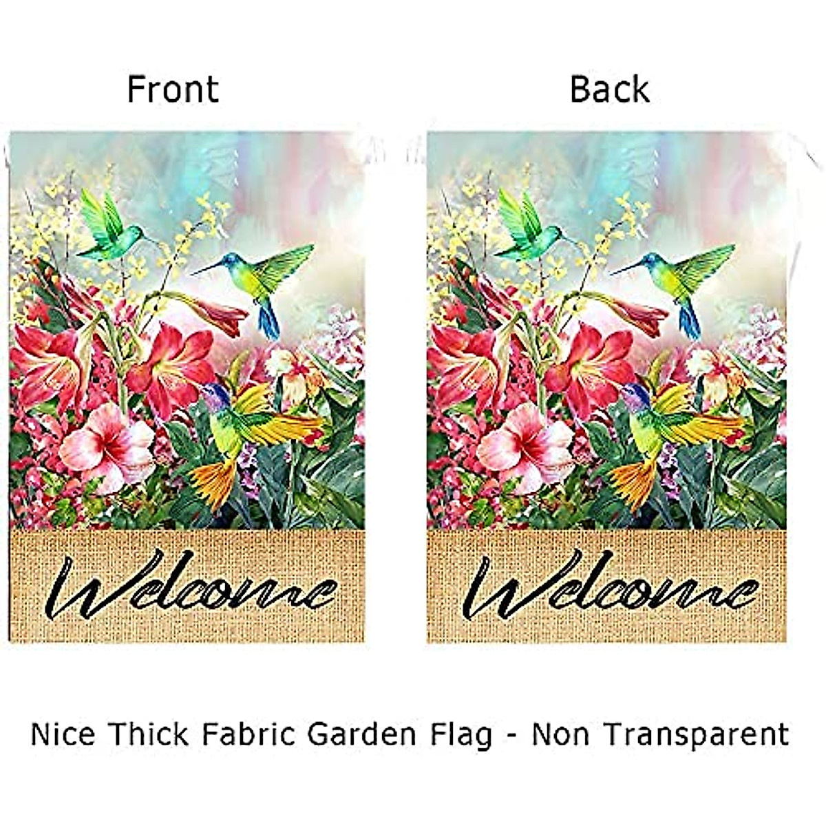 Hummingbird Garden Flag Spring Hibiscus Flower Summer Garden Flags 12x18 Double Sided Welcome Flag Home Outdoor Patio Yard Lawn Decor