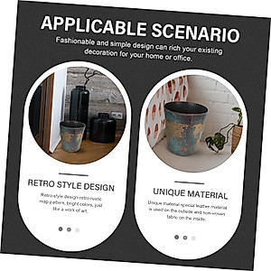 HOOTNEE 1pc Map Trash Can Waste Holder Waste Bin British Style Bucket Uncovered Ash-bin Office Trash Can Waste Paper Basket Retro Waste Bucket Garbage Container Garbage Holder