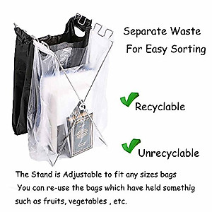 SUPANT Trash Bags 13 Gallon Holder Stand, Waste Sorting Bin, Grass Clippings Portable Fold Up Can, Trash Stand Holder for Camping Recycling Suitable in Bedroom, Kitchen, Camping Indoor and Outdoor