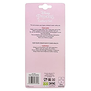 Disney Princess 3 Piece Cutlery Set – Metal, Reusable Children's Knife, Fork & Spoon, Kids-Size, Made from Food-Safe Stainless Steel & ABS Plastic – with Cinderella, Belle & Mulan – for 12 Months & Up