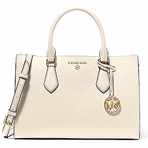 MICHAEL MICHAEL KORS Women's Valerie Pebbled Leather Satchel Cream, Medium
