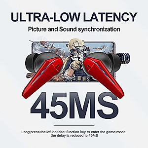 CAIMOSHY Wireless Bluetooth Earbuds 50Hrs Playtime with Clear Call Low Latency Sweatproof Waterproof Earbuds for Gaming and Sports (Red)