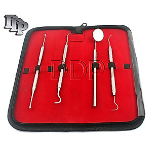 DDP DENTAL HYGIENE TOOL SET - STAINLESS STEEL DENTAL TOOTH PICK, MOUTH MIRROR,TARTER SCRAPER AND PLAQUE REMOVER - DENTAL TOOL KIT IS IDEAL FOR PERSONAL USE & PET FRIENDLY-FREE PROTECTIVE CASE
