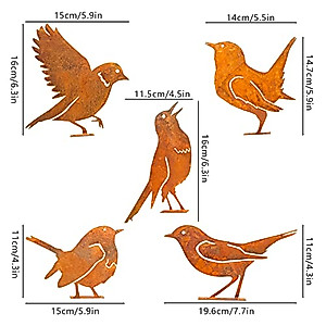 Rusty Bird Silhouette with Rusty Patina Birds Decoration Lifelike Metal Birds Garden Ornaments Silhouette Simulation Bird Figurine Rustic Outdoor Patio Yard Adornment