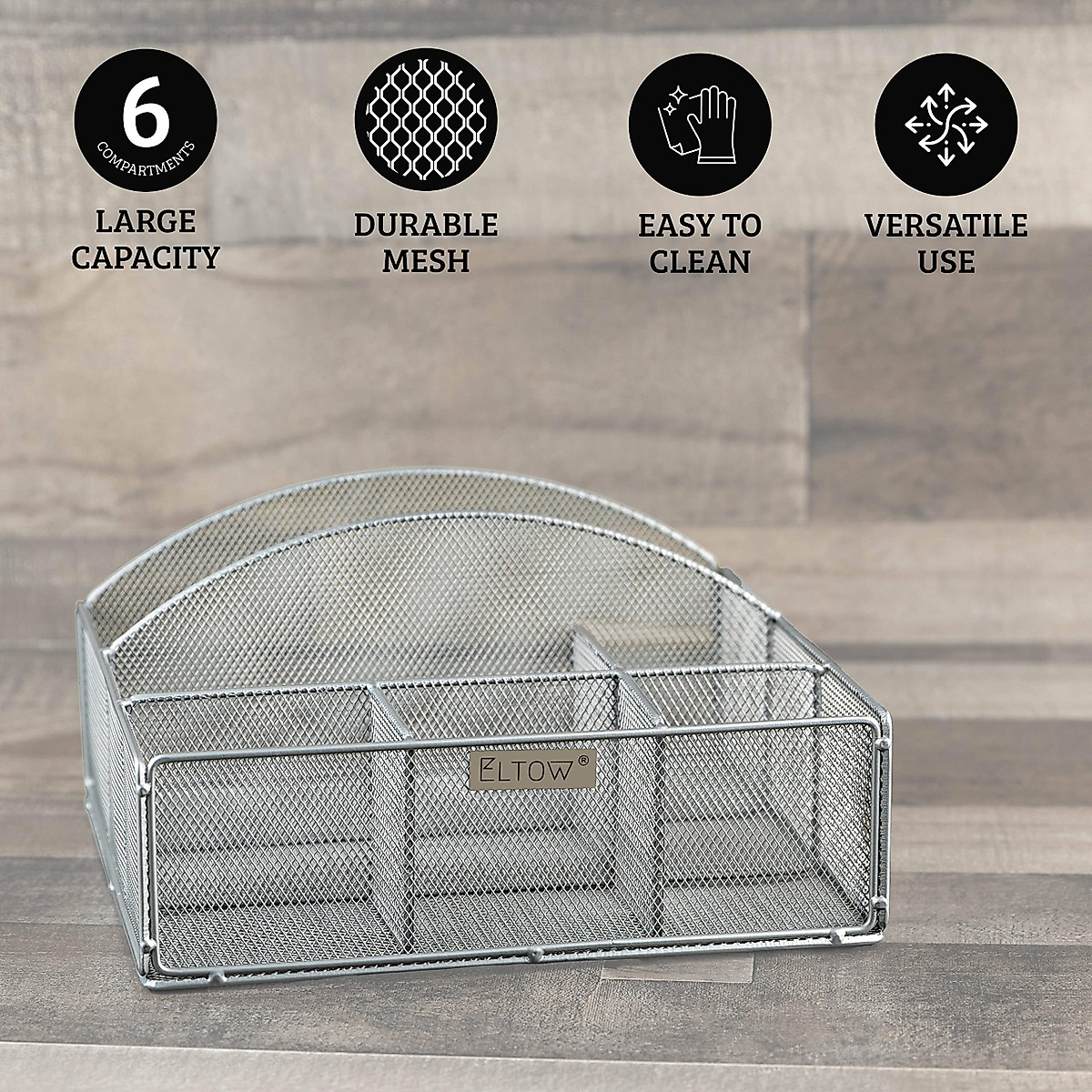 ELTOW Paper Plate holders and Buffet Caddy Large Cutlery holder for party, Fork, Knives, Cups Holder -Sturdy Napkin and Tableware Dispenser -For Home, Restaurant, Office -Utensil Caddy for parties