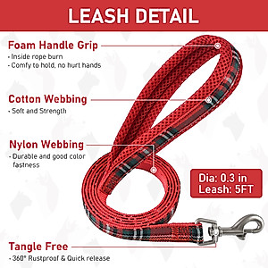 GAMUDA Small Dog Harness Collar and Leash Set, Step in No Chock No Pull Soft Mesh Adjustable Dog Vest Harnesses Plaid Reflective for Dogs Puppy Cats Kitten Rabbit (Red, L)