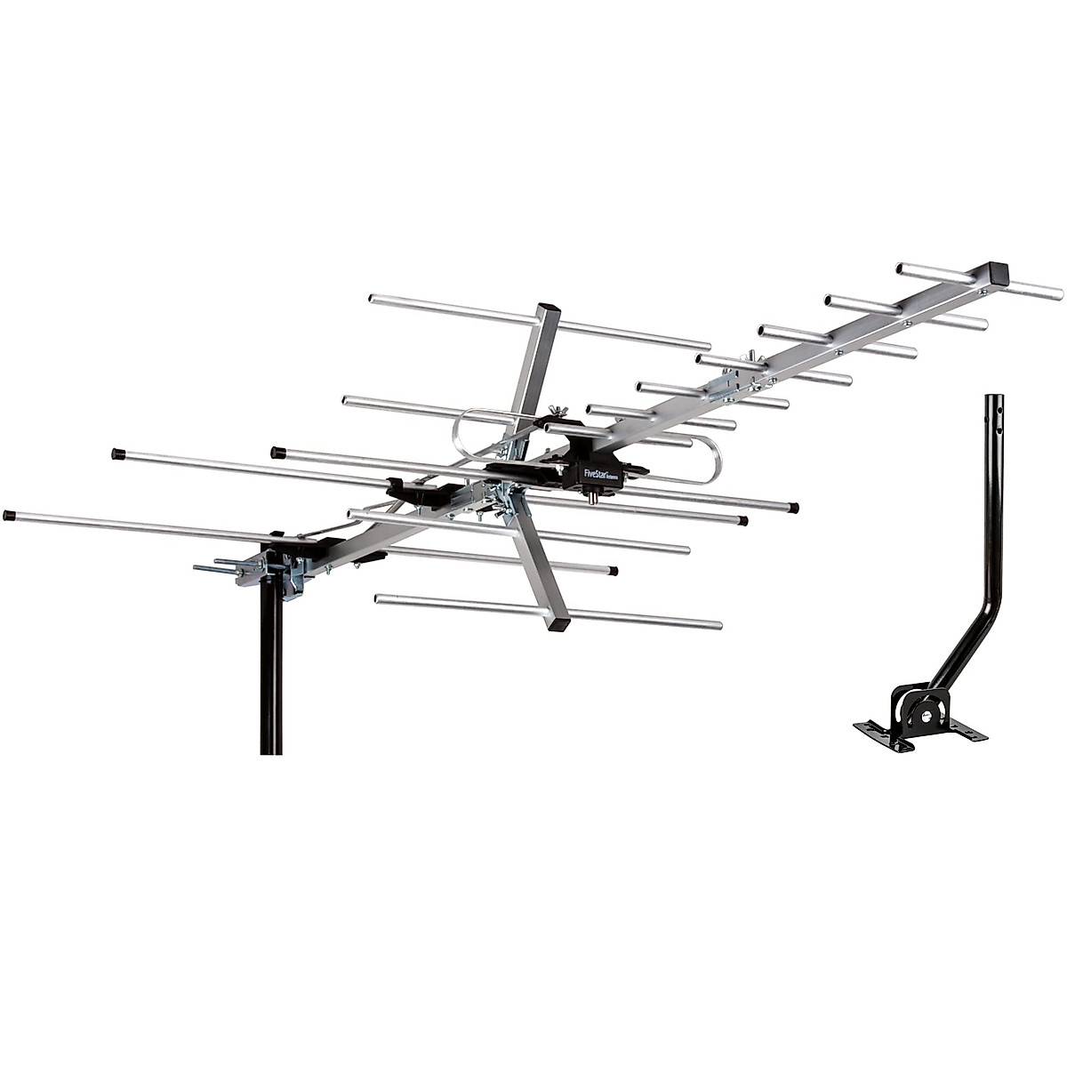 Five Star TV Antenna Indoor/Outdoor Yagi Satellite HD Antenna with up to 200 Mile Range - Attic or Roof Mount TV Antenna, Digital OTA Radio/FM Antenna for 4K 1080P with Mounting Pole