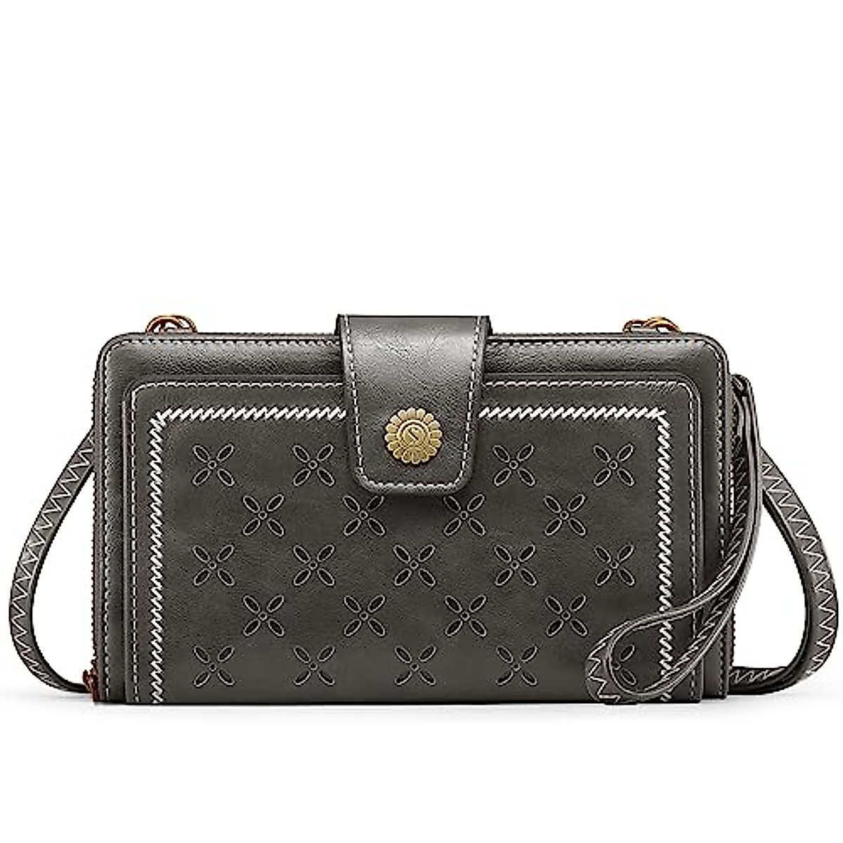 S-ZONE Crossbody Cell Phone Purse Wristlet Wallets for Women RFID Blocking Phone Wallet with 2 Straps