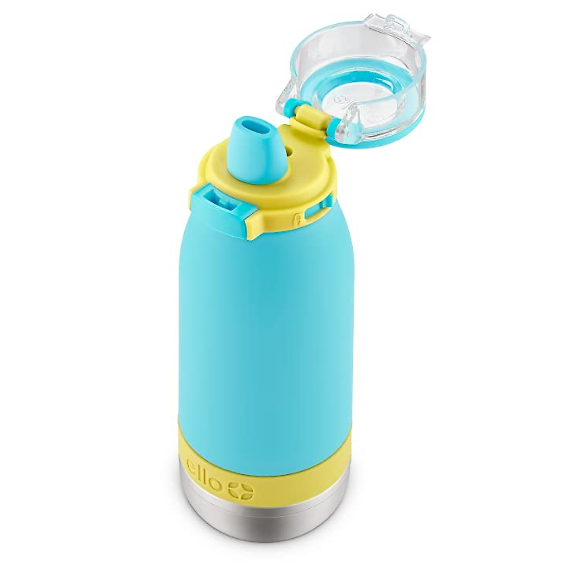 Ello Emma 14oz Vacuum Insulated Stainless Steel Kids Water Bottle with Straw and Built-in Carrying Handle and Leak-Proof Locking Lid for School Backpack, Lunchbox and Outdoor Sports, Sky