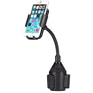 Fonus Car Cup Holder Goose Neck Mount compatible with iPhone X XR XS Max, 6 7 8 Plus - Samsung Galaxy S6 S7 S8 S9 Plus S10, Note 8 9 - LG G6 G7 ThinQ V35 V40 - Google Pixel 2 3 XL - All Smartphones