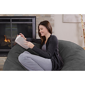 Chill Sack Bean Bag Chair: Giant Memory Foam Furniture Bags and Large Lounger, Big Sofa with Huge Water Resistant Soft Micro Suede Cover, Charcoal, 5-feet (AMZ-5SK-MS03)
