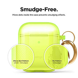 elago Clear Airpods Case with Keychain Designed for Apple Airpods 1 & 2 (Neon Yellow)