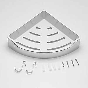 Corner Shower Caddy, Wall-Mounted Bathroom Corner Shelf with 2 Hook, Polished Chrome