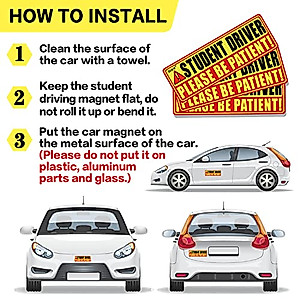 Sukh New Driver Magnet for Car - Student Driver Magnet for Car Boys and Girls New Student Driver Sticker Reflective Safety Signs Reusable Movable 3 Pcs