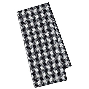 DII French Check Kitchen Collection Decorative Oversized Cotton Dishtowels, 18x28, Black/White, 4 Piece