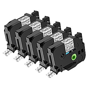 NineLeaf 5 Pack Compatible for Brother P-Touch TZe151 TZ-151 TZe-151 TZ151 1'' 24mm x 8m 26.2ft Black on Clear Laminated Label Tape Labeling use for PT-D600 D600VP E500 E550W P700 P710BT Label Maker