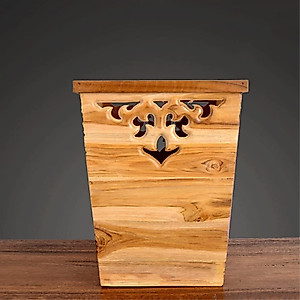 DIKNAC Trash Can Garbage Bin Retro Trash Can Waste Bins Wood Trash Can Household Office Garbage Bin for Home Bedroom Waste Bins