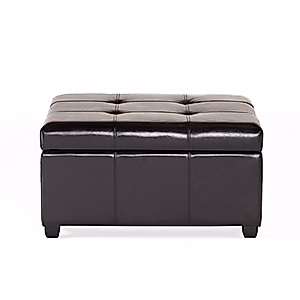 Christopher Knight Home Carlsbad Bonded Leather Storage Ottoman, Espresso