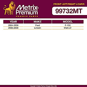 Made in Europe - Metrix Premium Front Left and Right Lower Control Arm RK80404 & RK80402 Fits 04-08 Ford F-150, 2004 Ford F-150 Heritage, 06-08 Lincoln Mark LT
