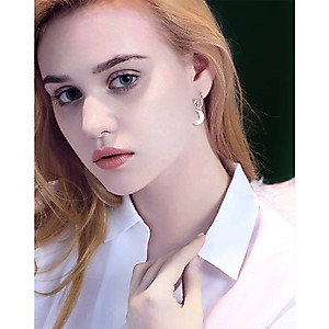 Star and Moon Friendship Earrings Created Opal Hoop Drop Dangle Earrings 925 Sterling Silver Star Moon Fans Best Valentines Day Birthday Gifts