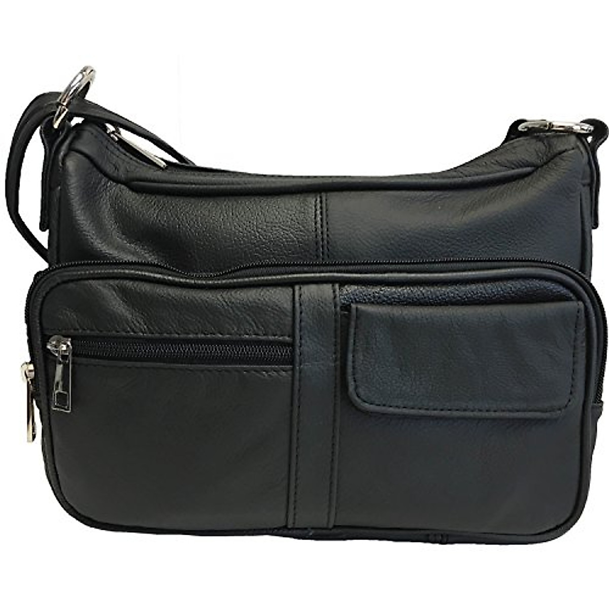 Genuine Leather Locking Concealment Purse CCW Concealed Carry Gun Bag Handbag, Ambidextrous, Black